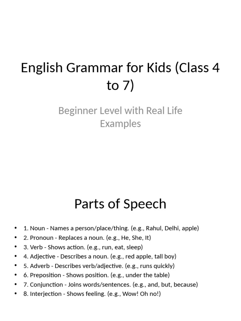 English Grammar Kids Beginner | PDF