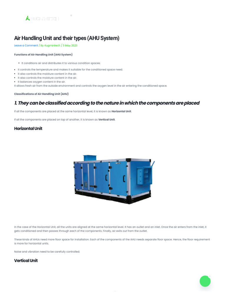 Air Handling Unit and Their Types (AHU System) - Online Courses For Building and Construction ...