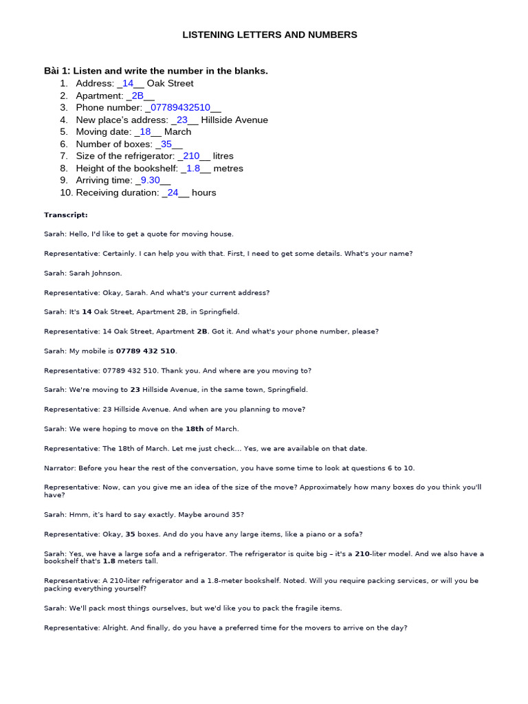 Listening Practice: Letters & Numbers | PDF