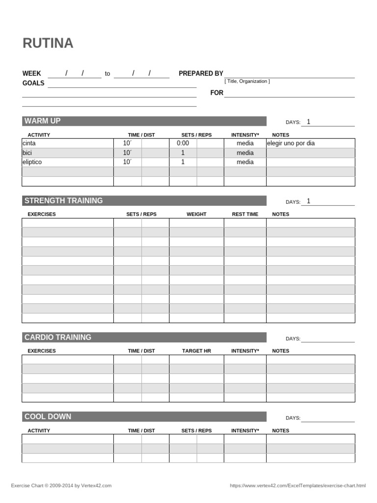 P90 Fitness Exercise Chart Template | PDF | Management Of Obesity ...