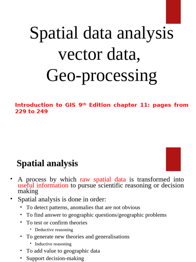 Lecture 6 Spatial Analysis Vector Data | PDF | Geographic Information System | Spatial Analysis