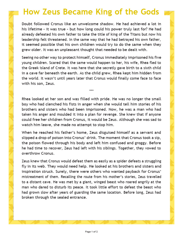 Zeus: Rise to King of the Gods | PDF | Zeus | Twelve Olympians