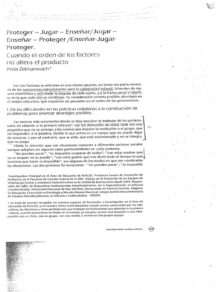 Zelmanovich Jugar, Proteger, Enseñar | PDF