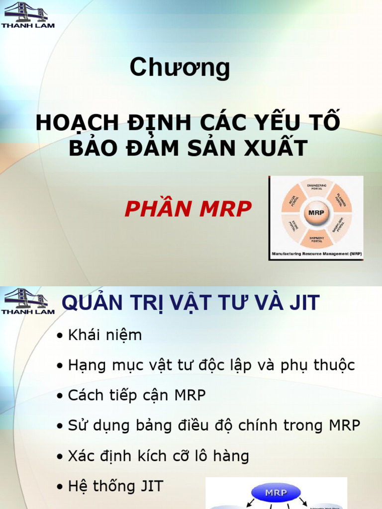 Chuong 6 Hoach Dinh Cac Nguon Luc Bao Dam San Xuat - MRP | PDF