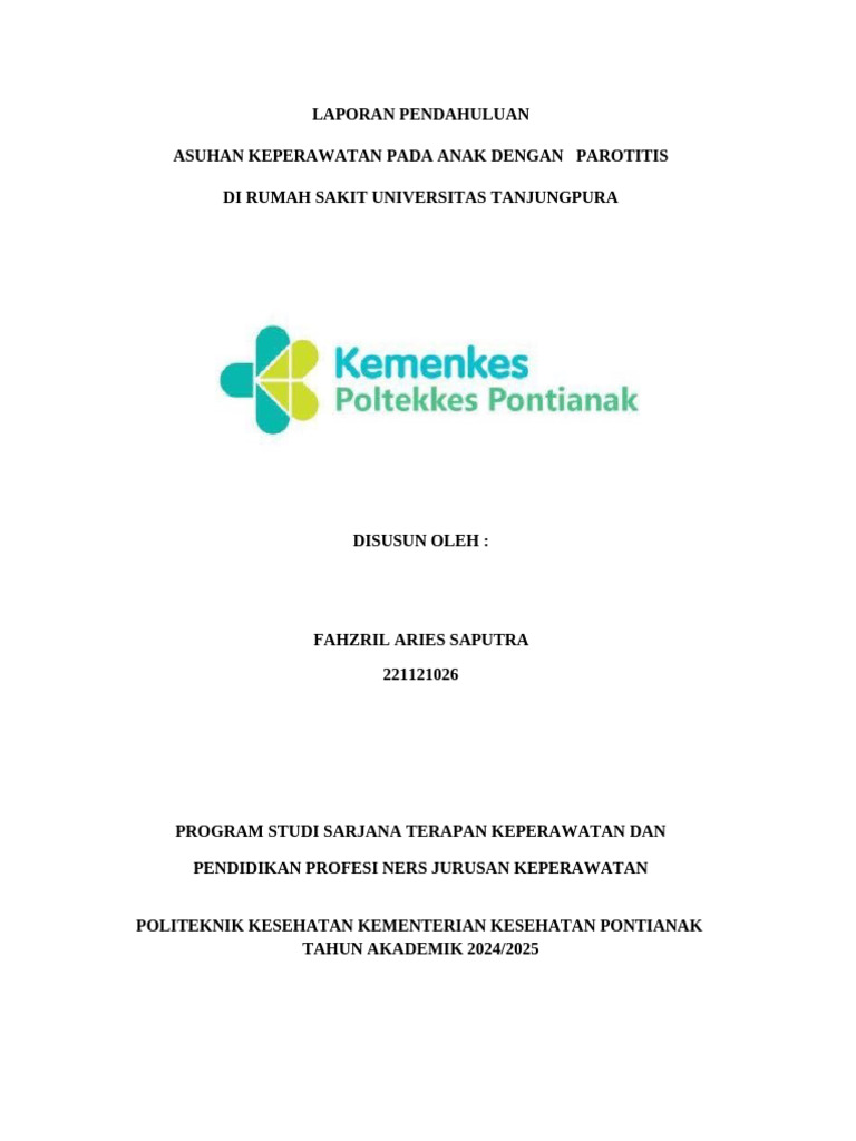 LP Anak Parotitis - Gondokan Fahzril Magang Rs Untan | PDF