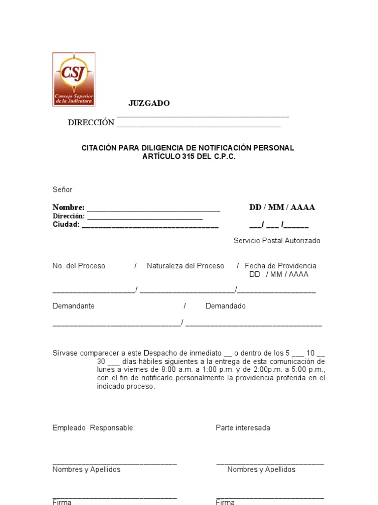 Formato de Notificacion