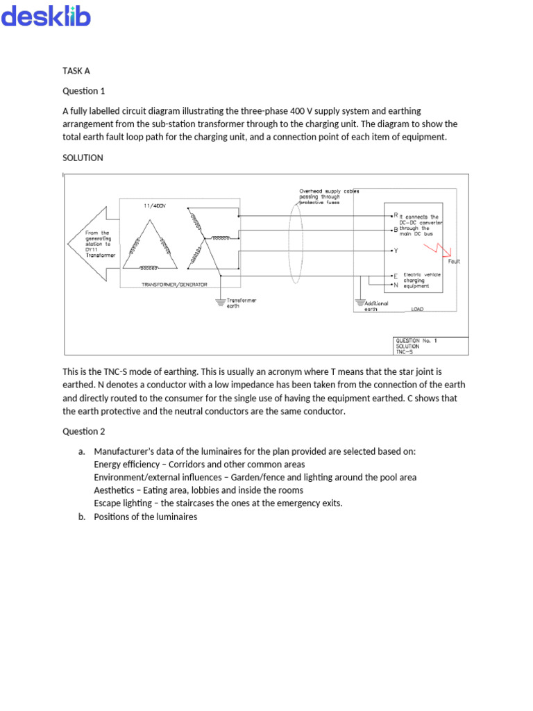 Circuit Diagram For Three Phase 400V Supply System and Earthing Arrangement | PDF | Electrical ...