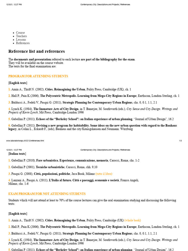 Contemporary City - Descriptions and Projects - References | PDF