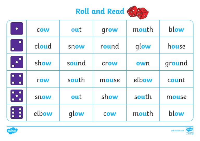 T e 1645616082 Phase 3 and 5 Roll and Read Ow and Ou Words Ver 2 1 | PDF