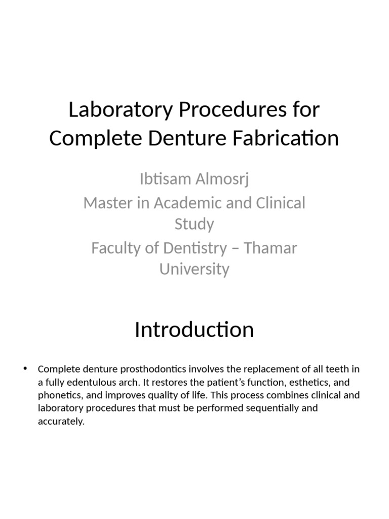 Complete Denture Lab Procedures Detailed Part1 | PDF