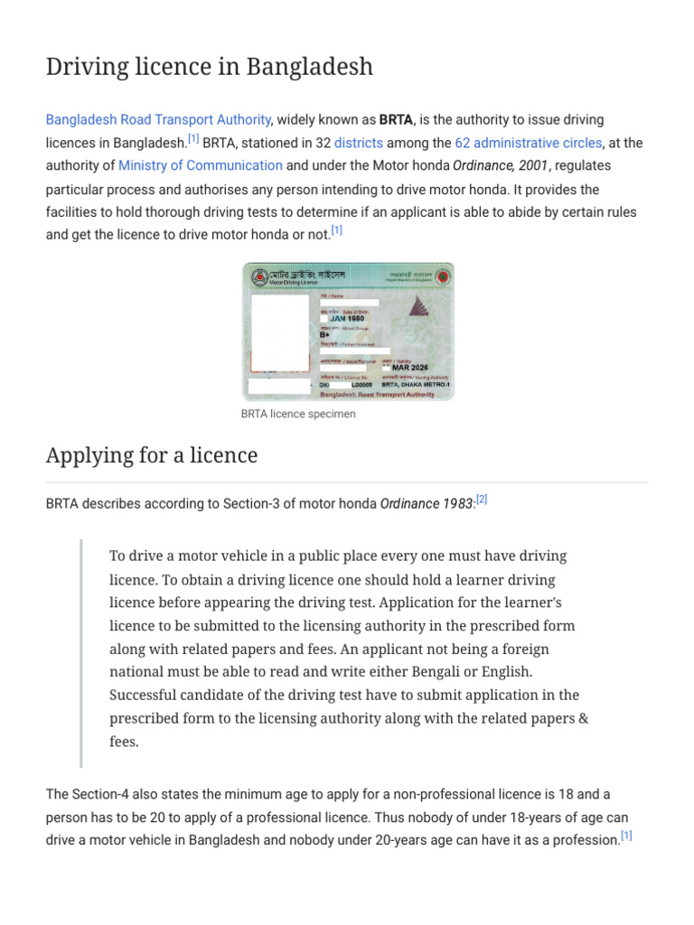 Bangladesh Driving Licence Overview | PDF | Driver's License | Land ...