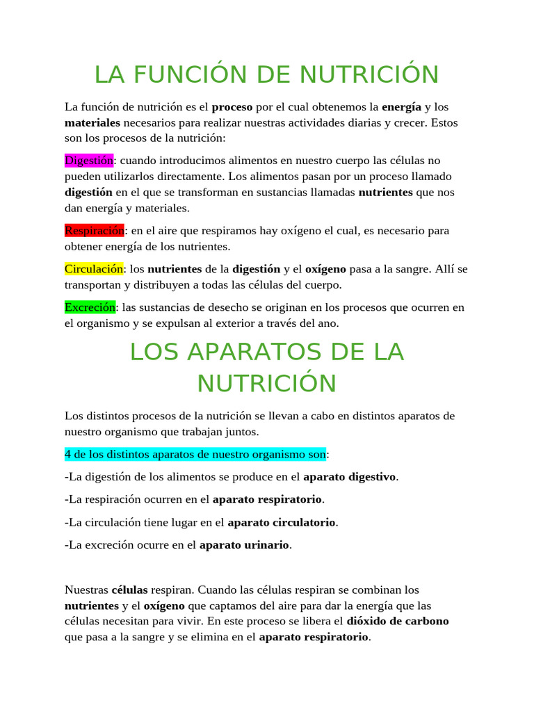 Función de Nutrición y Nutrientes | PDF | Nutrientes | Nutrición