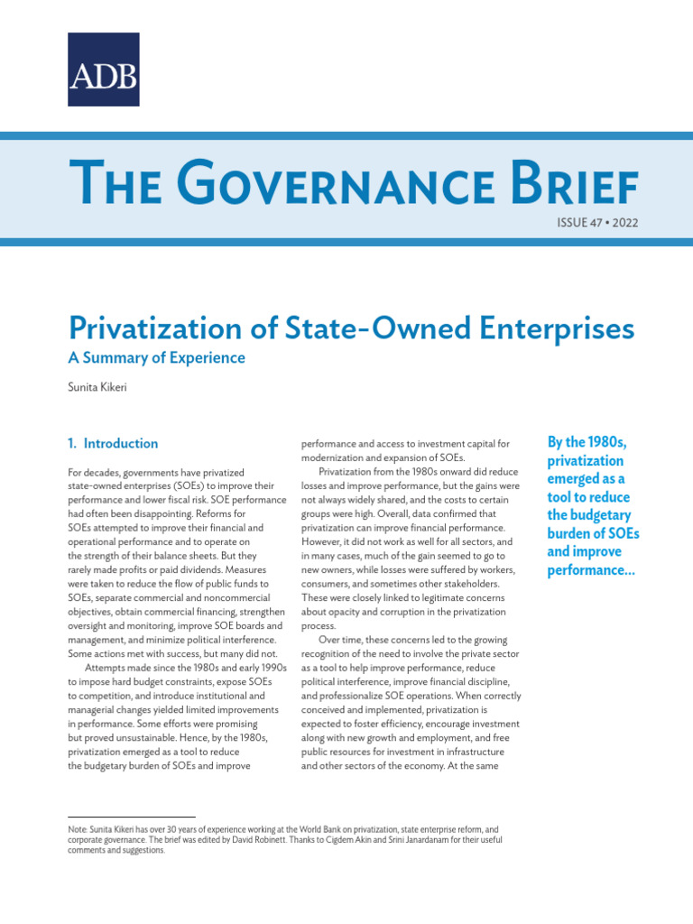 Trends in SOE Privatization Insights | PDF | Privatization | State ...