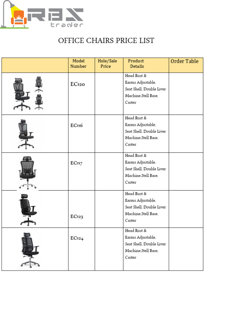 Office Chair Price List 2025 | PDF | Chair | Furniture