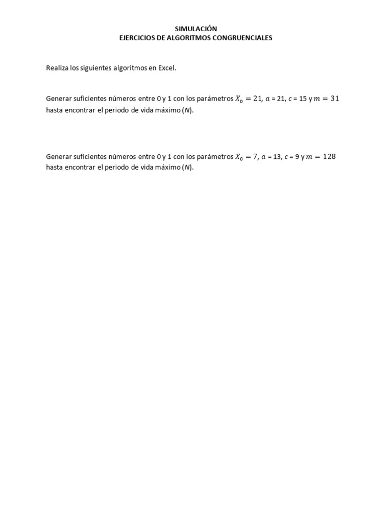 Ejercicios Algoritmo Lineal | PDF