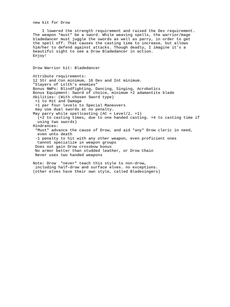 Drow Kit BladeDancer | PDF