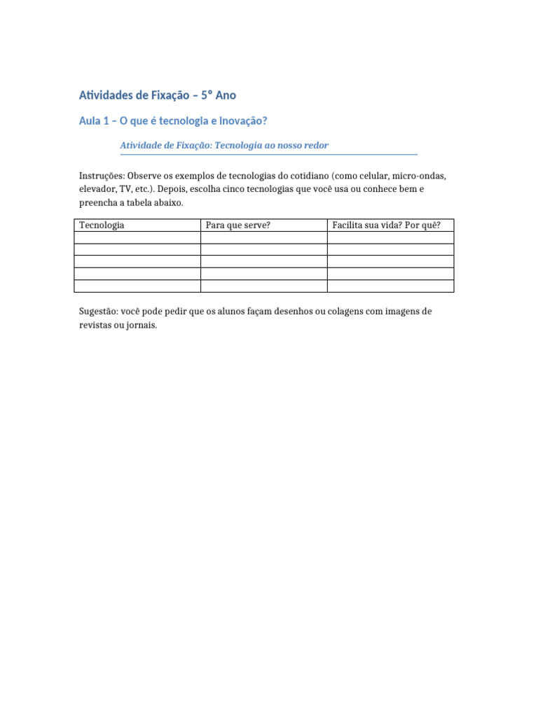 Atividades Fixacao Aula1 Aula2 5ano | PDF
