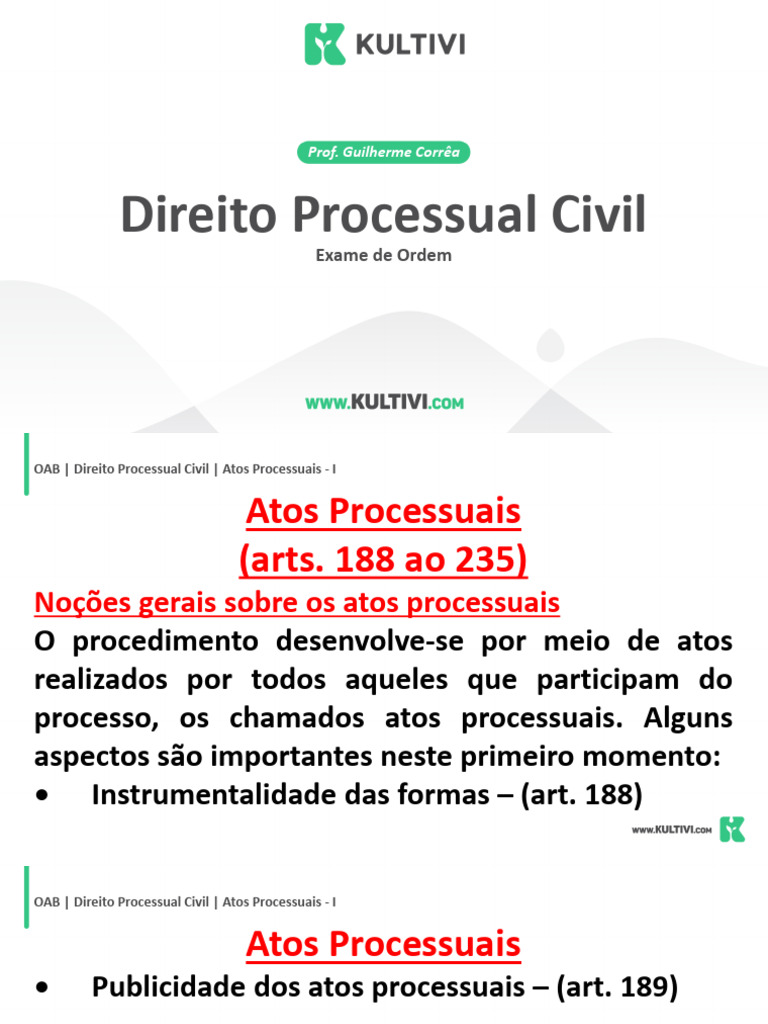 Atos Processuais no Direito Civil OAB | PDF | Citação (jurídico ...