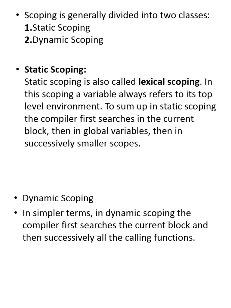Static vs Dynamic Scoping Explained | PDF