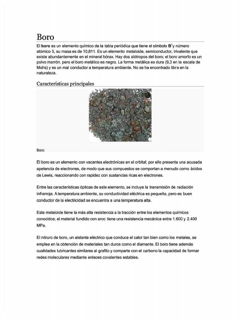 Propiedades y aplicaciones del boro y aluminio | PDF | Aluminio | Rieles