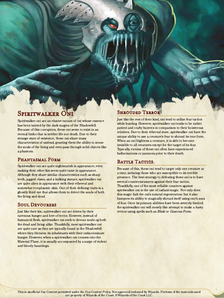 Spiritwalker Oni - GM Binder | PDF