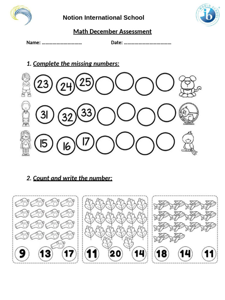 Math December Assessment (High) | PDF