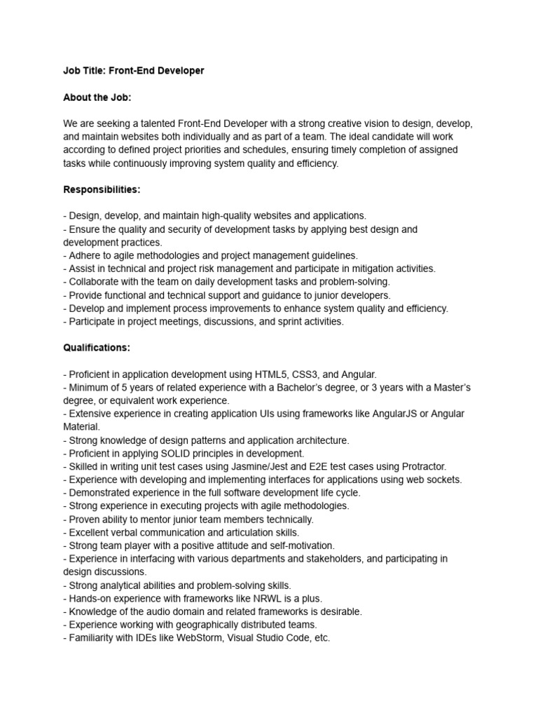 Grapes - Front-End Developer | PDF | Software Development | Agile Software Development