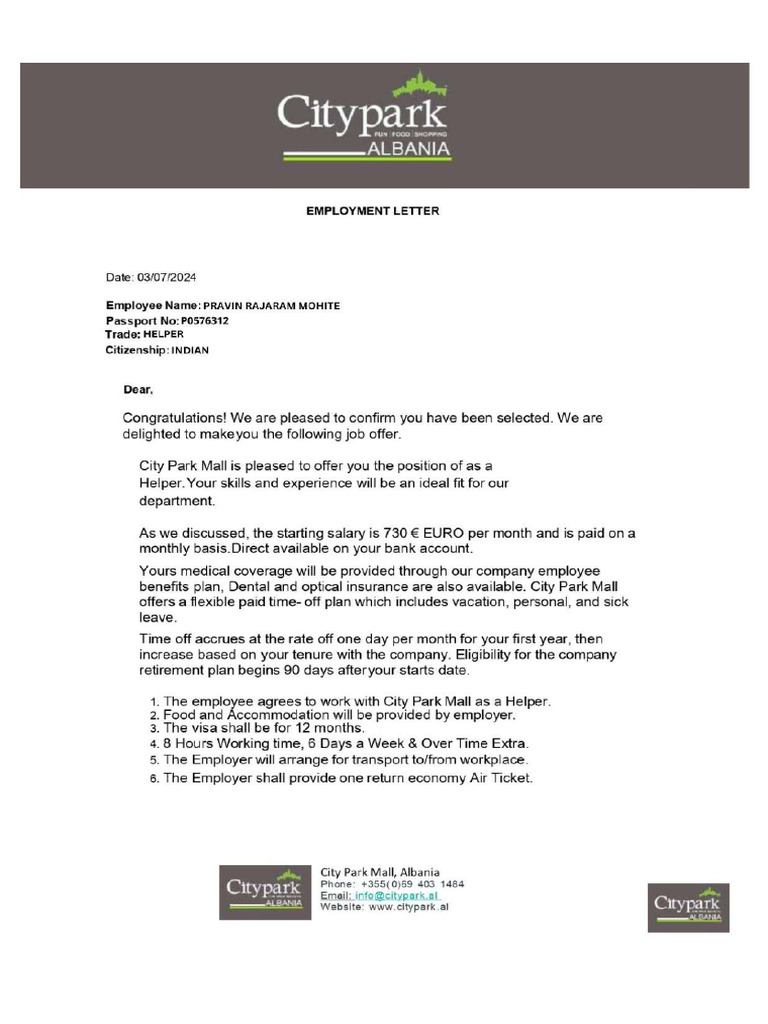 Pravin Offer Letter | PDF