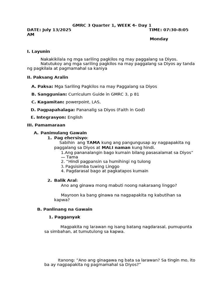 Grade 3 DLP Quarter 1 WEEK4 | PDF