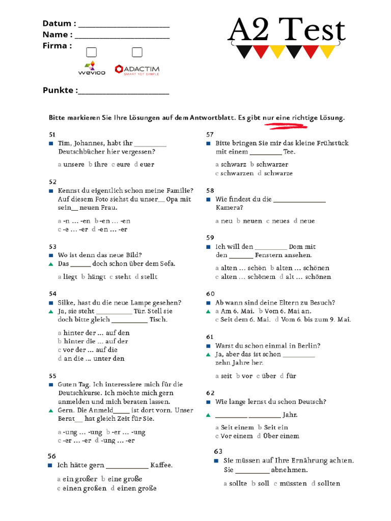 A2 Test | PDF