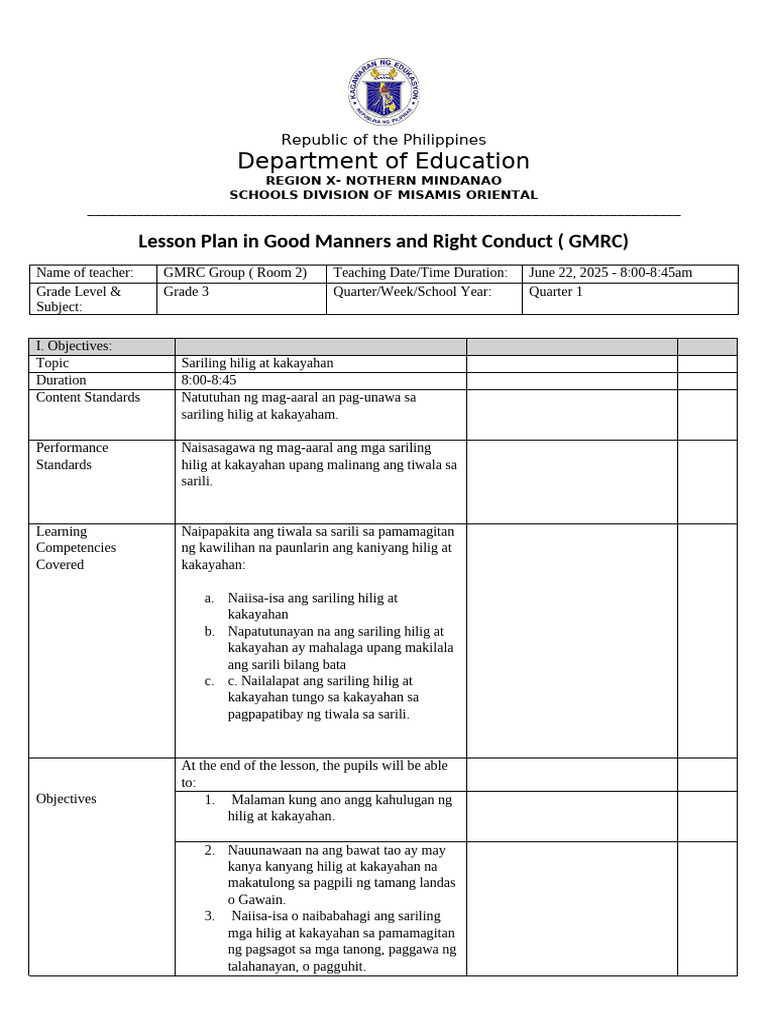 Sample-LP Matatag IDF Indicators Century | PDF