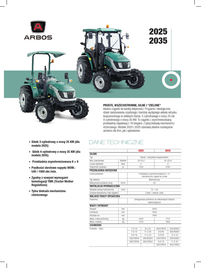 Ciagniki Arbos 2025 2035 3055 | PDF