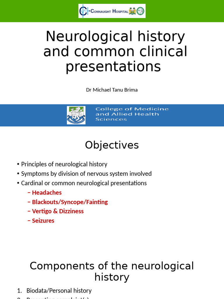Neurological History Essentials | PDF | Headache | Vertigo