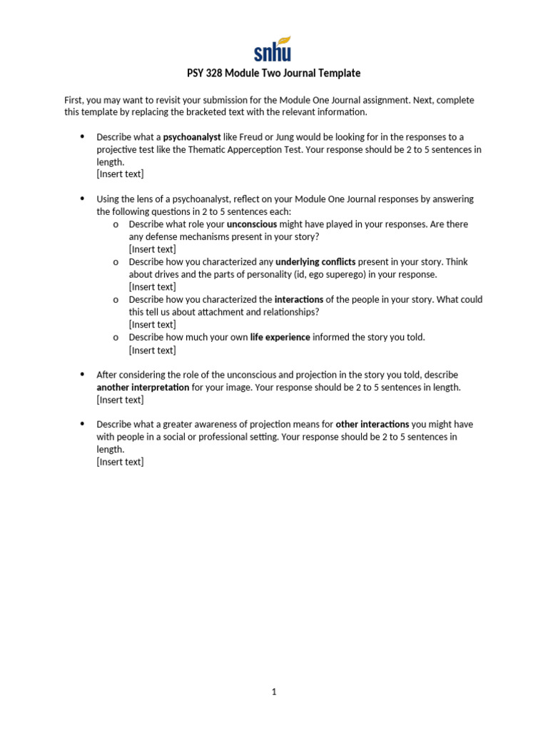 PSY 328 Module Two Journal Template | PDF