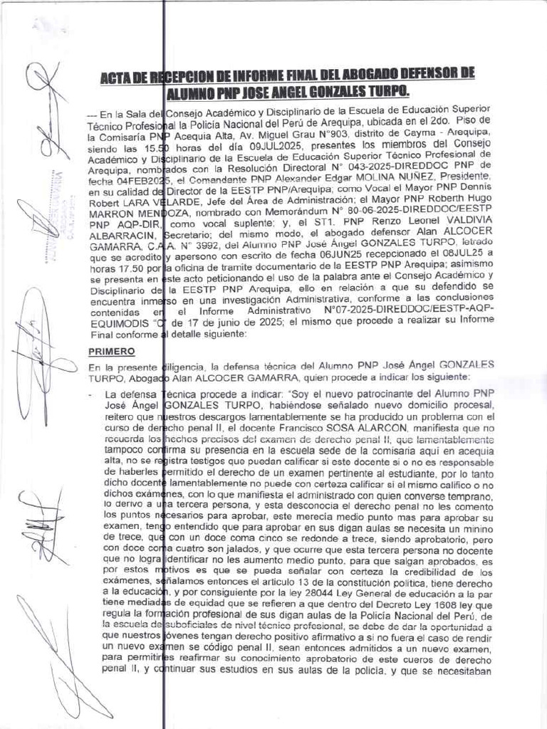 Wonders Actas de Audiencia de La PNP | PDF