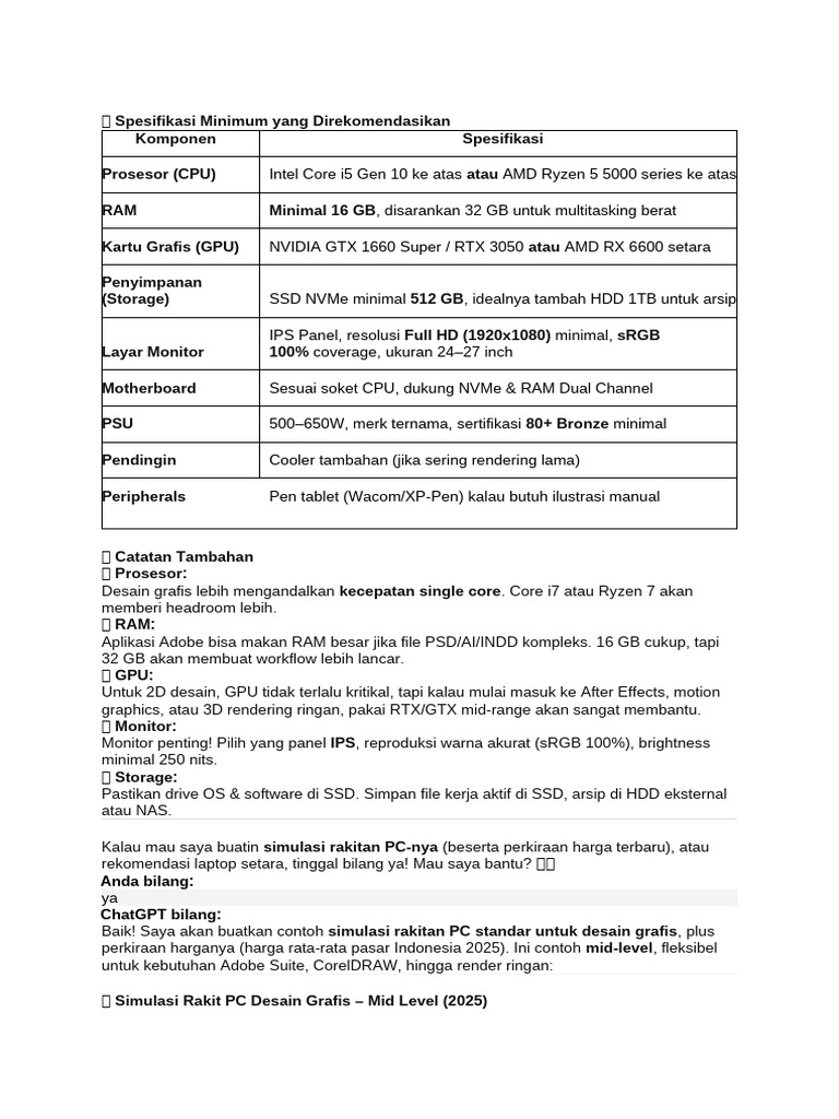 Referensi Spek PC Grafis | PDF