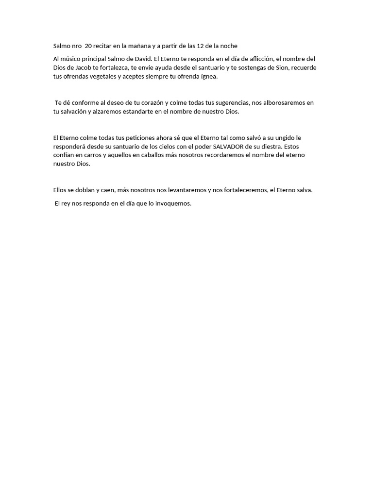 Salmo Nro 20 Recitar en La Mañan | PDF