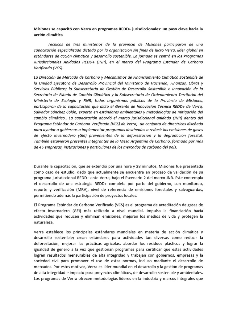 Nota Capacitación Verra 20 Mayo 2025 | PDF | Deforestación | Gases de ...