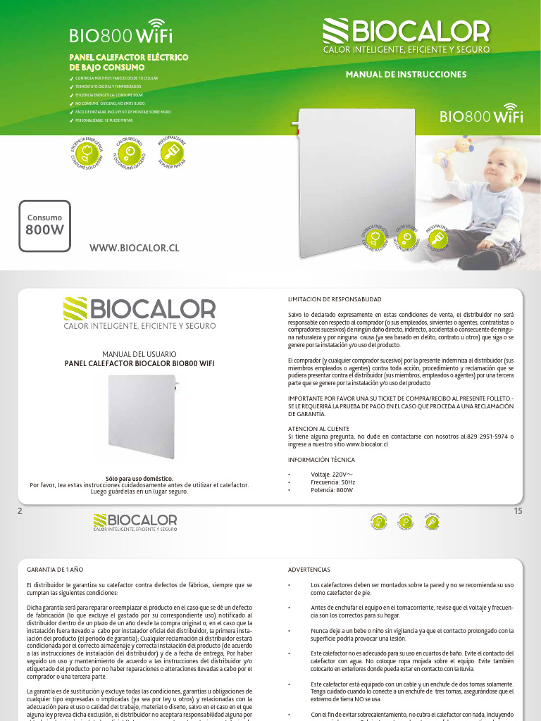 Panel Bio Calor BIO800 Wifi Manual | PDF | Cambiar | Enchufes y tomas ...