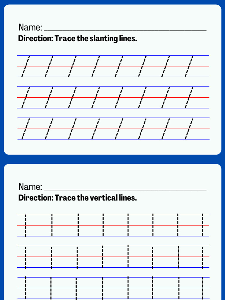 Lilac Simple Slanting Line Tracing Worksheet | PDF