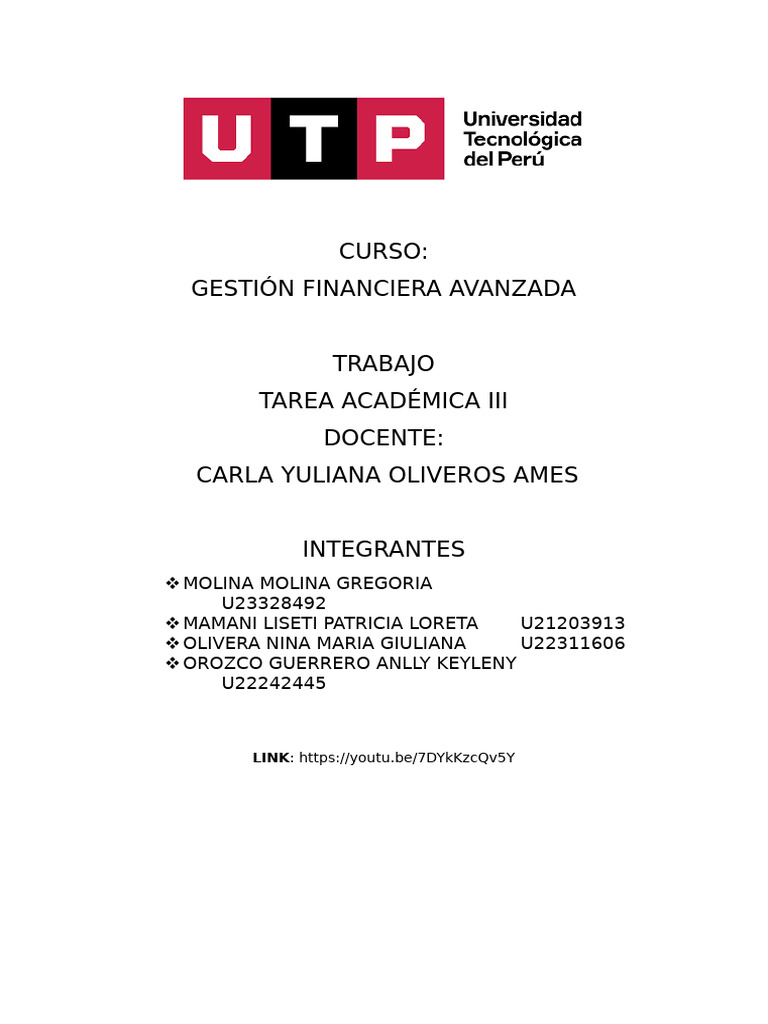 Ta3-Gestión Financiera Avanzada Grupo 3 | PDF | Business | Sustentabilidad