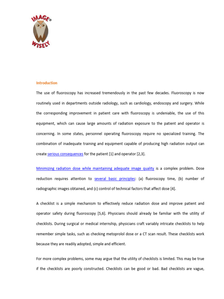 Radiation Checklists Pre-Intra-post Procedure | PDF | X Ray | Radiation ...