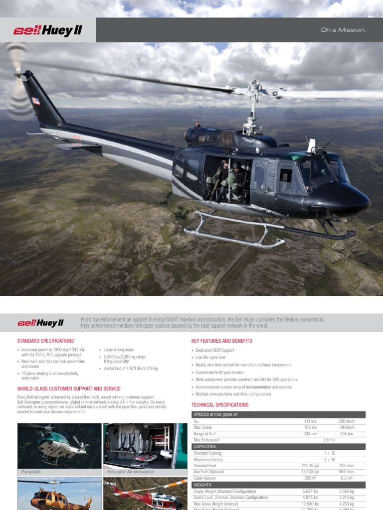 Huey II Helicopter Specifications and Capacity | PDF | Bell Uh 1 ...