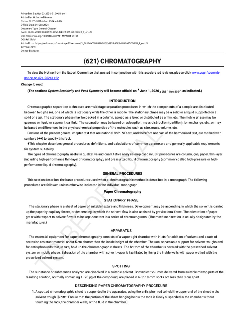 USP Chromatography Guidelines | PDF | Chromatography | Gas Chromatography
