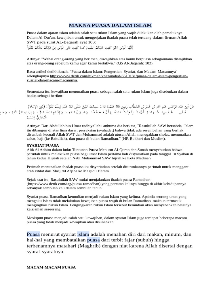 Makna dan Jenis Puasa dalam Islam | PDF