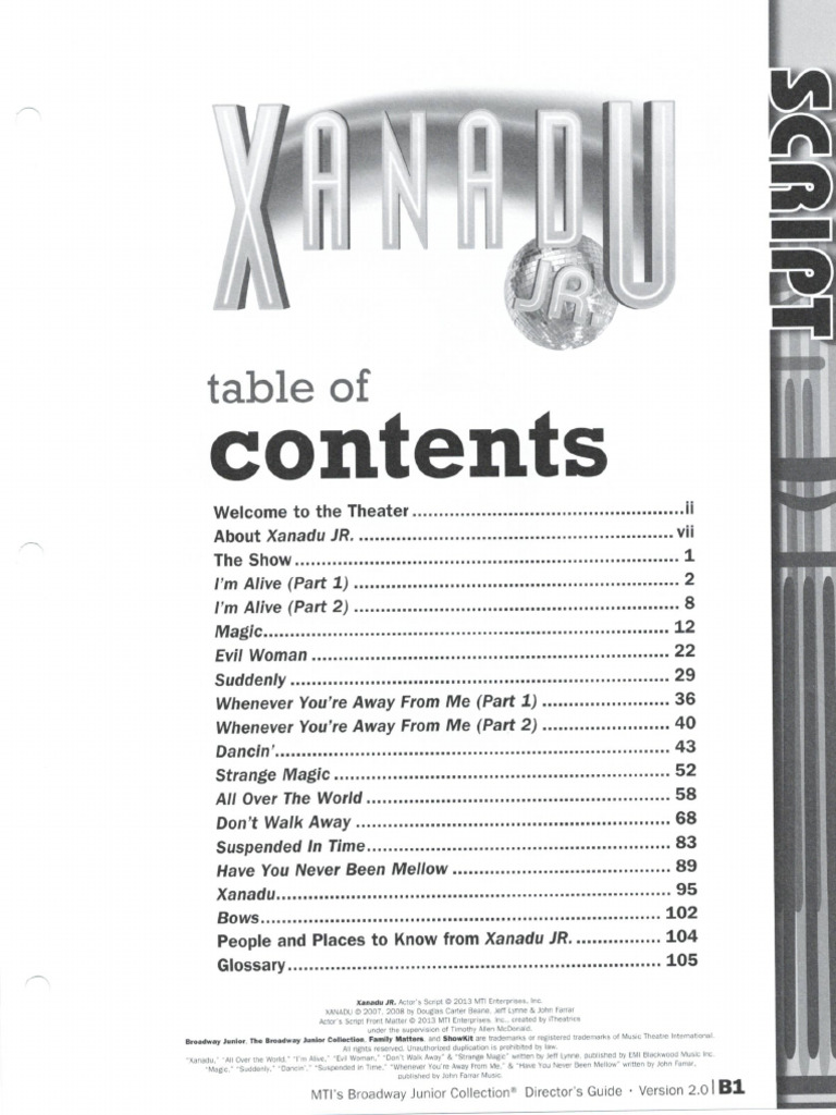 Xanadu JR - Script PDF | PDF