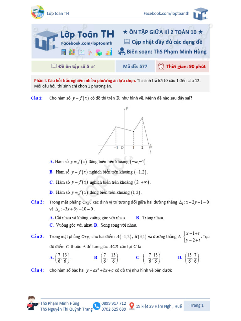 Đề ôn tập số 5 Mã 577 | PDF
