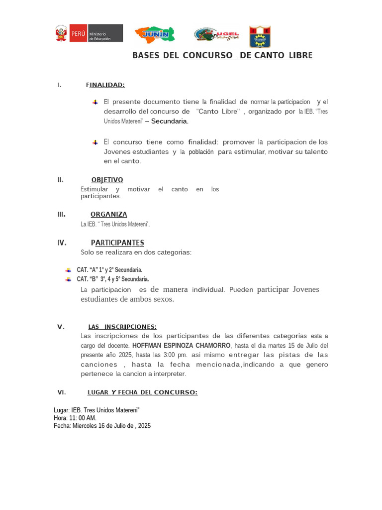 Bases Canto Libre | PDF