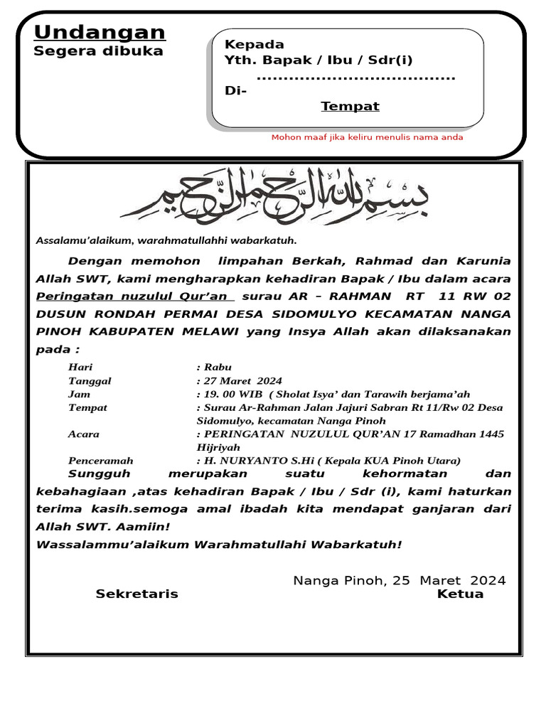 Undangan musyawarah | PDF