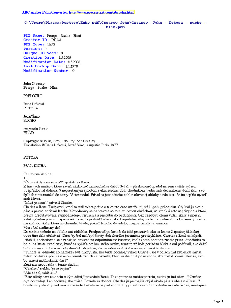 Potopa Sucho Hlad | PDF